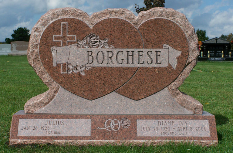 Double heart monument for two graves - Johnson Monument | Chippewa ...